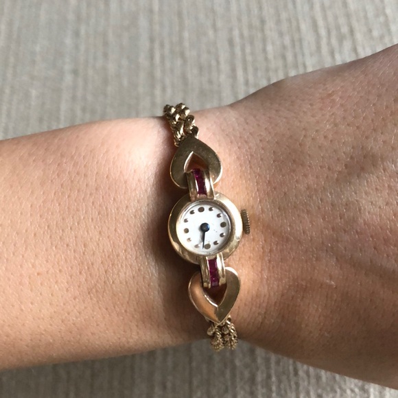 Vintage | Accessories | Vintage Rope Braided Gold And Ruby Watch | Poshmark